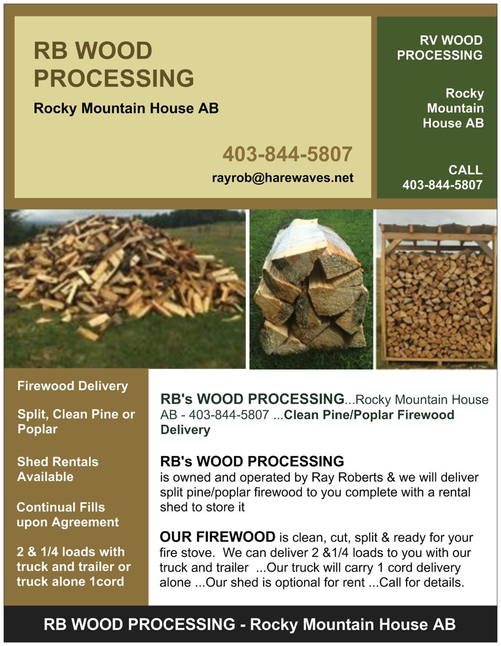 RB WOOD PROCESSING 403-844-5807 Rocky Mountain House AB - A Business ...