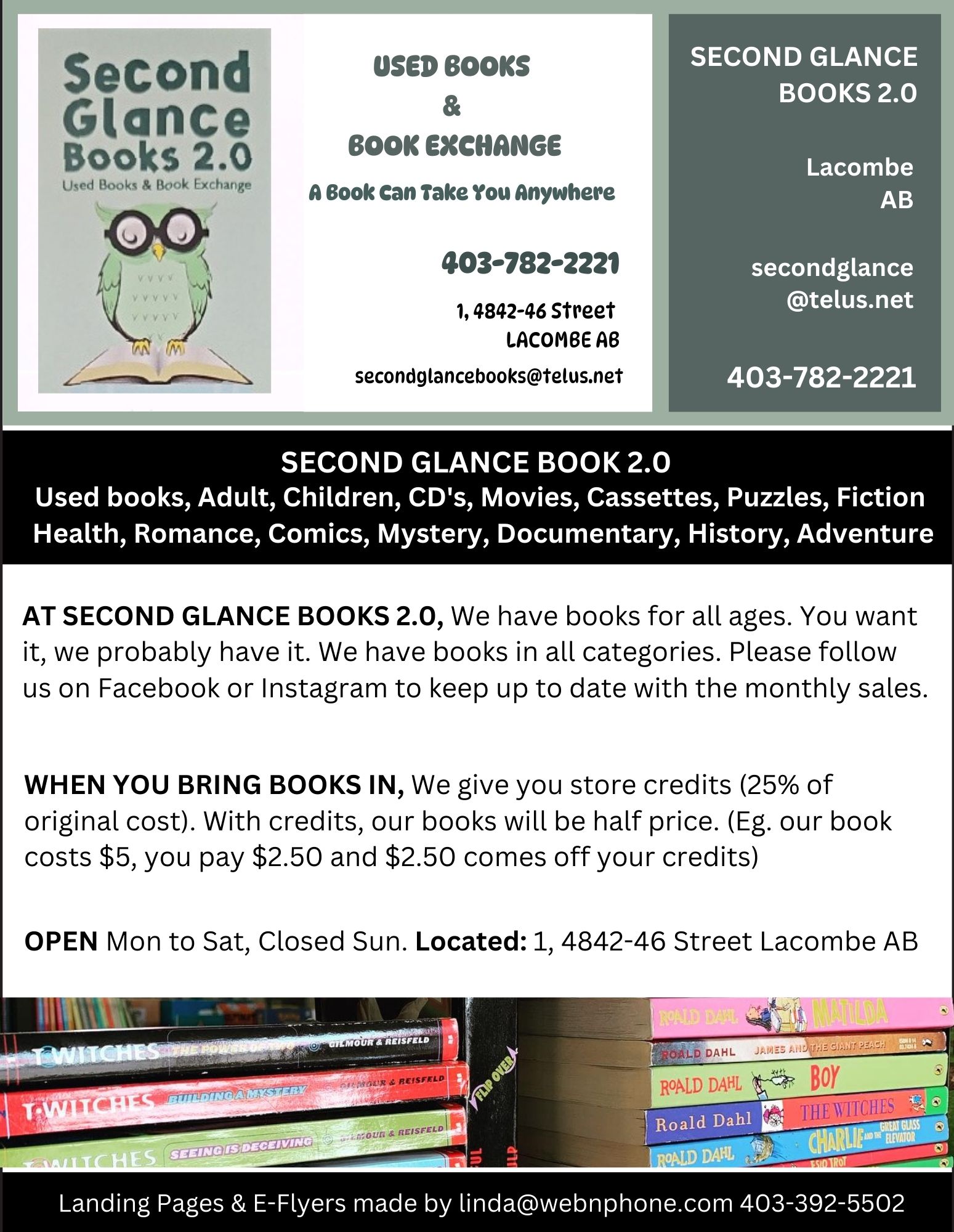 SECOND GLANCE BOOKS 2.0 …403 782 2221 Lacombe AB - A Business ...